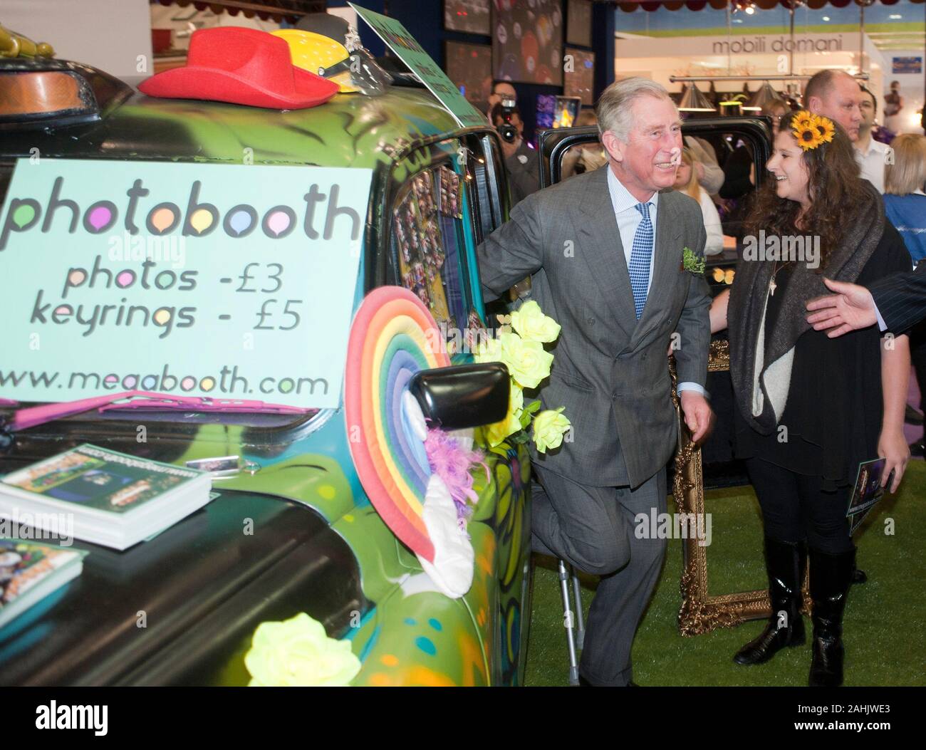 Prince of Wales visiting the Ideal Home show in London, meeting with TV ...