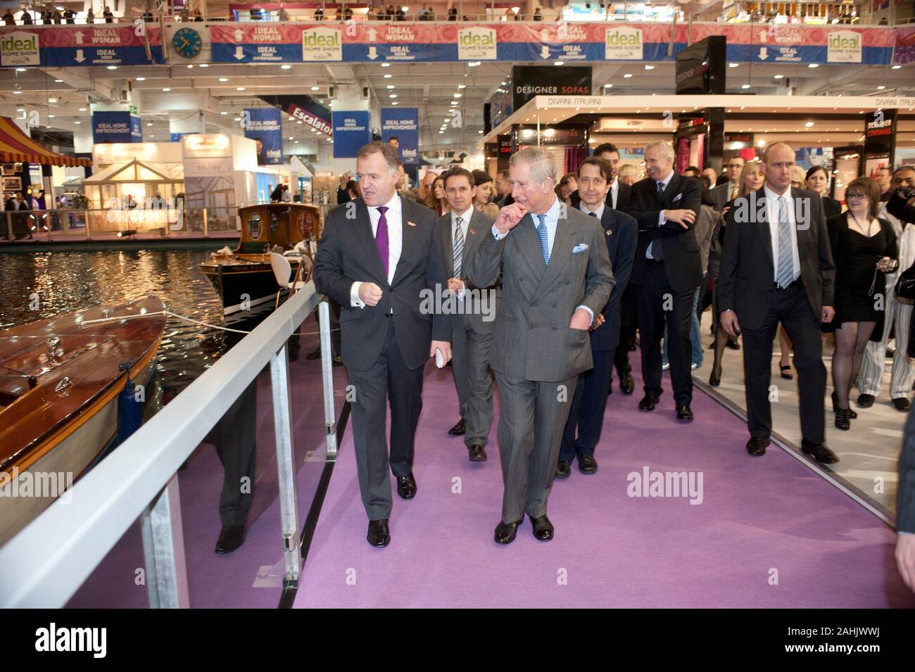 Prince of Wales visiting the Ideal Home show in London, meeting with TV ...