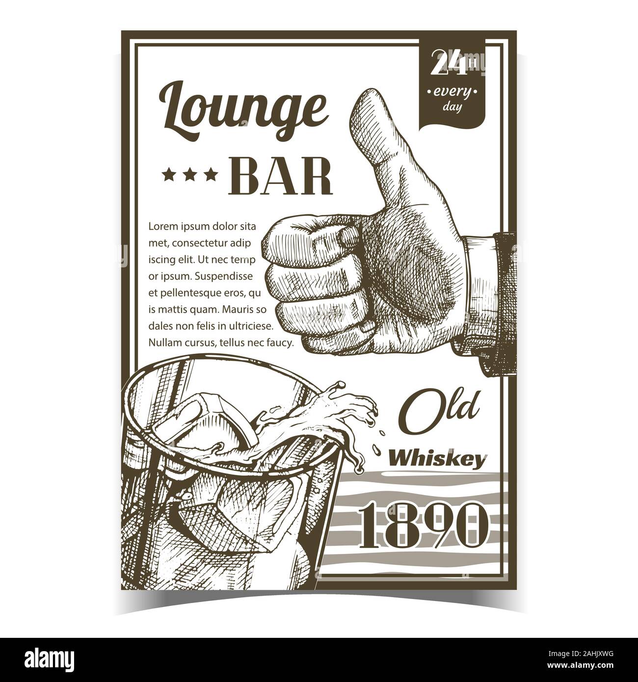 Whiskey Old Lounge Bar Advertising Banner Vector Stock Vector Image ...
