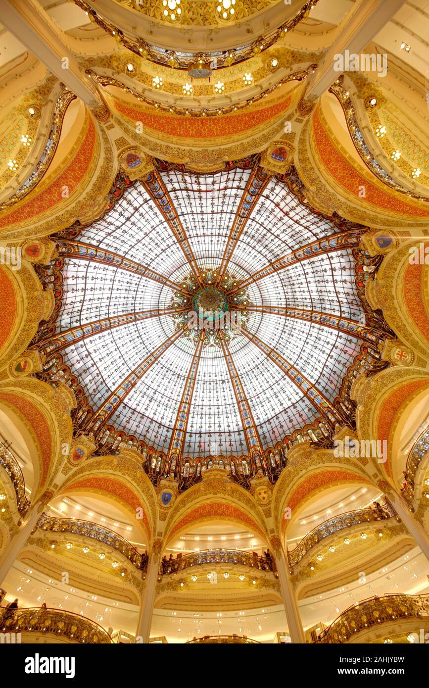 The modern ceiling of Galeries Lafayette, Paris, France Stock Photo - Alamy