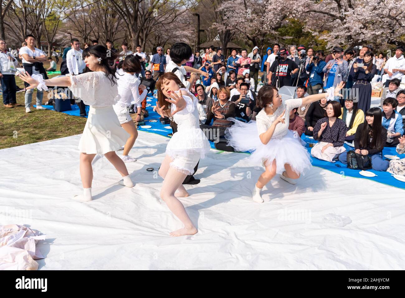 April 7, 2019: Japanese people enjoy the Cherry Blossom (known as ...