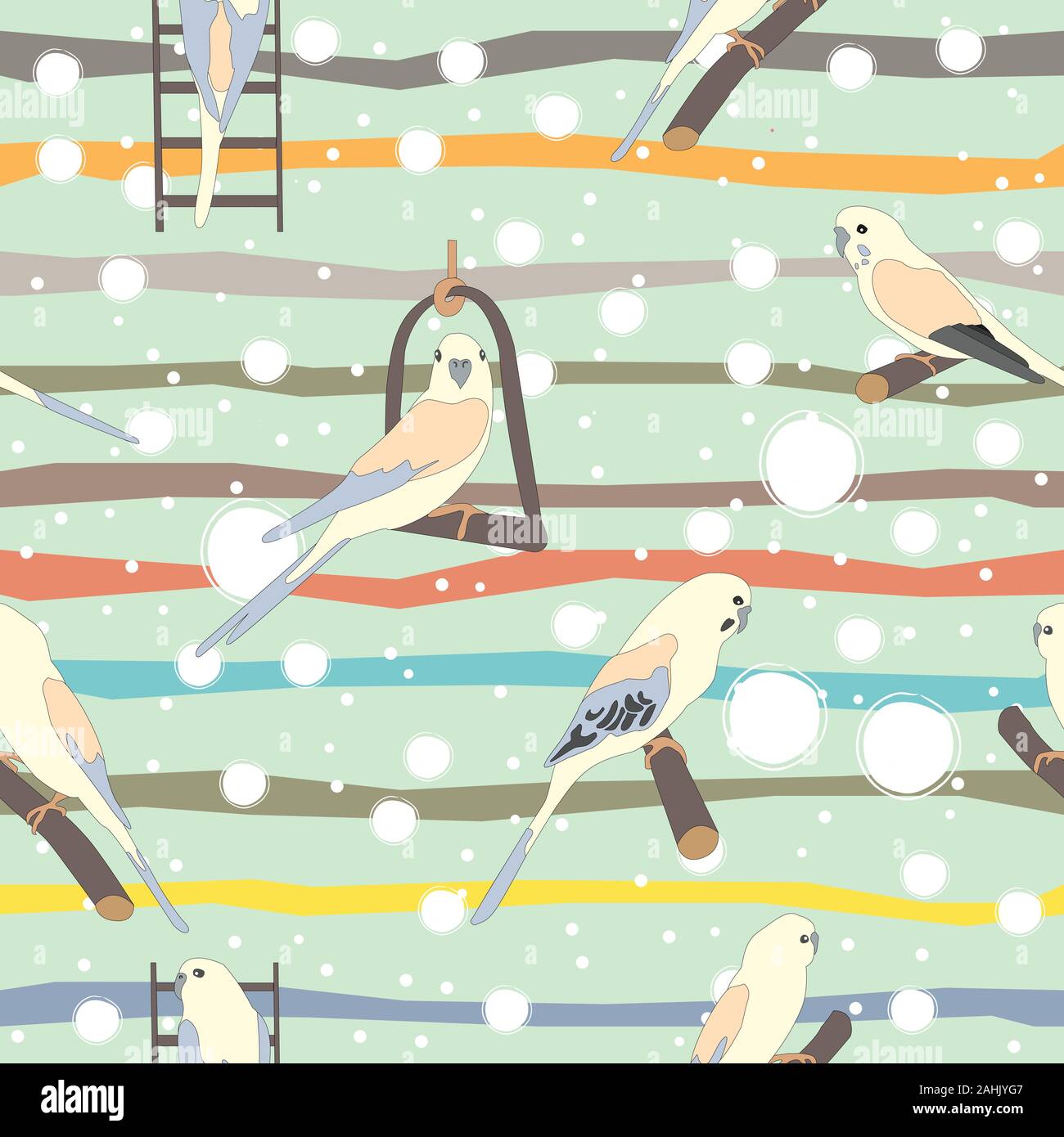 Seamless hand drawn pattern with beautiful birds. Great for wedding ...