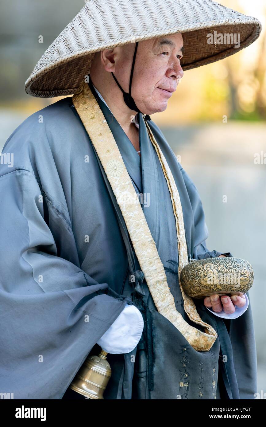 March 3, 2019: Japanese monk on the street in Shibuya. Tokyo, Japan ...