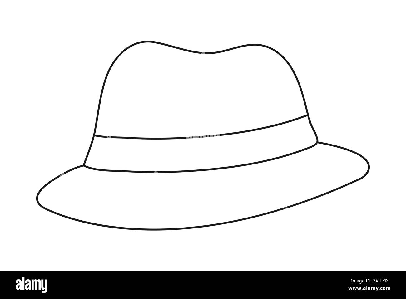 Empty contour hats. Headgear icon, hat. Isolated contour on a white ...