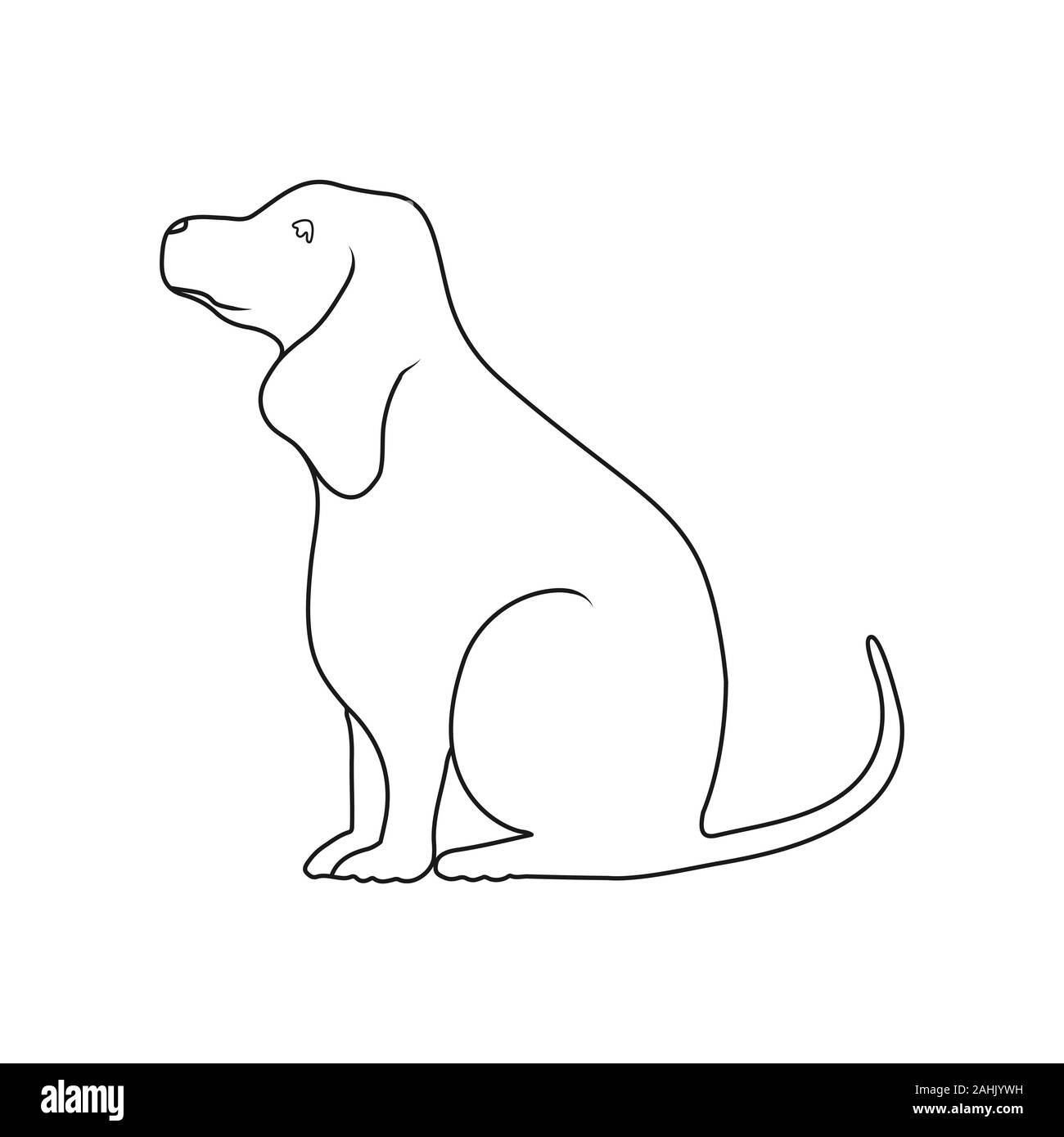Empty outline of a kind domestic dog. Isolated contour for coloring ...