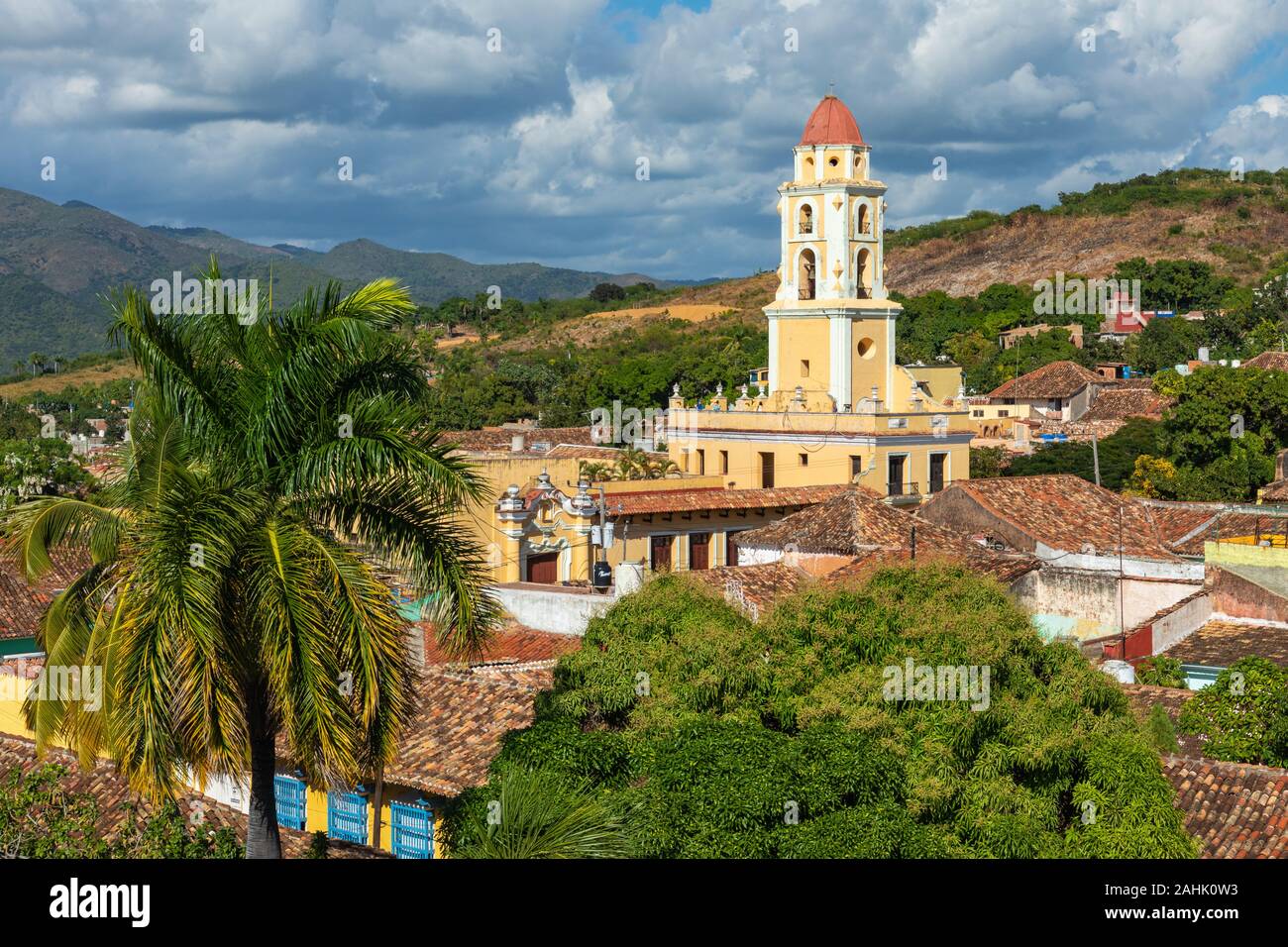 Trinidad, panoramic skyline with mountains and colonial houses. The ...