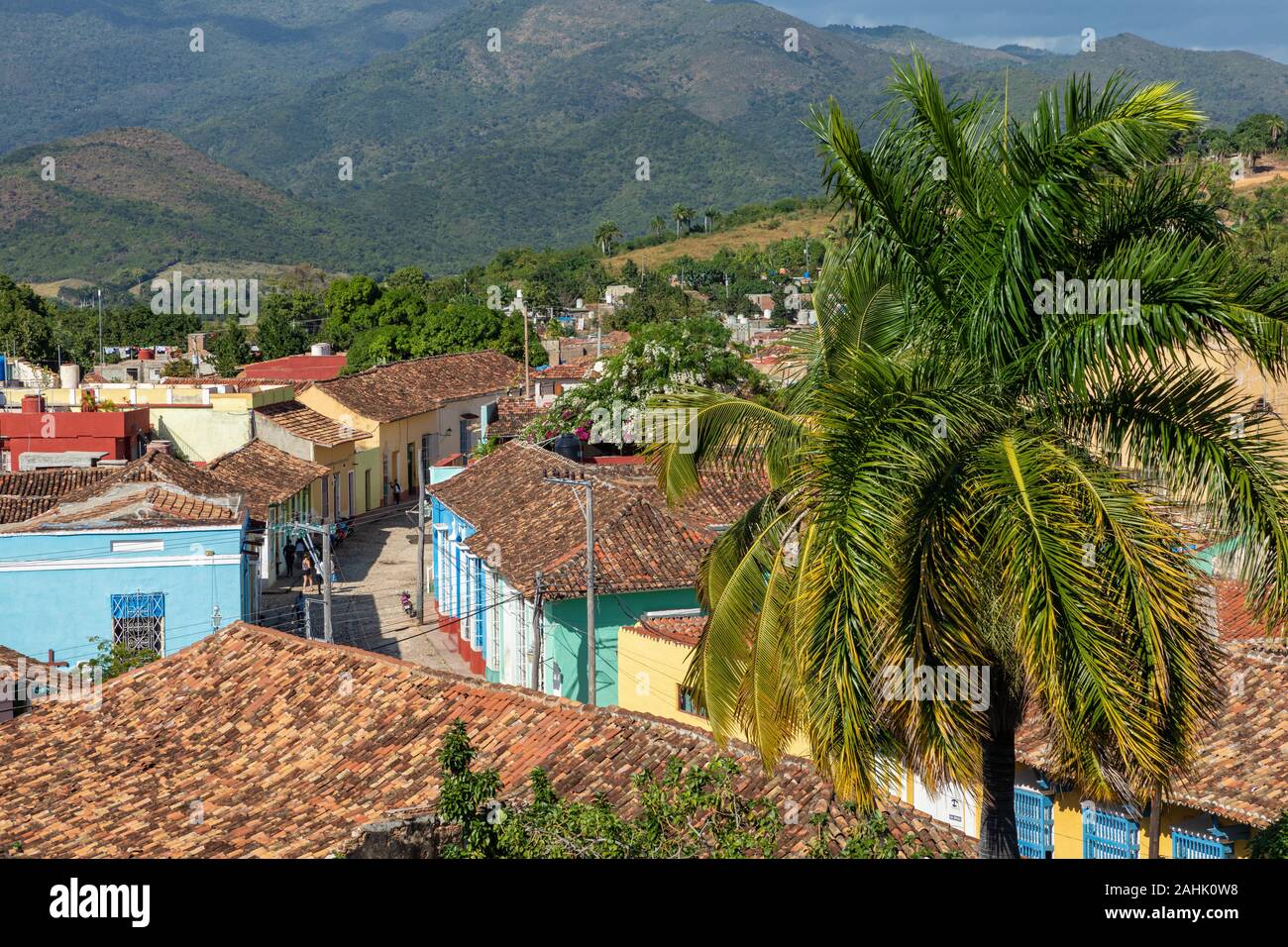 Trinidad, panoramic skyline with mountains and colonial houses. The ...