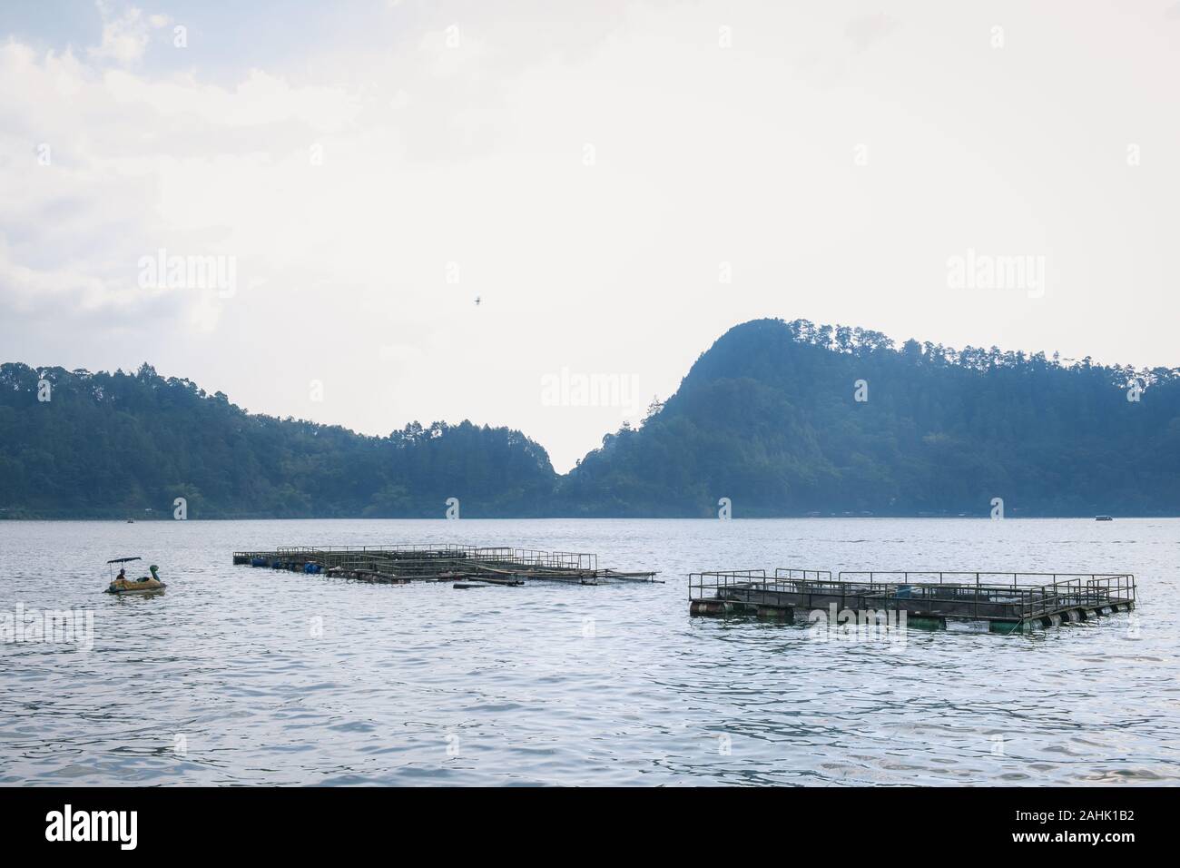 Traditional fish breeding station at Ngebel Lake, Ponorogo, East Java ...