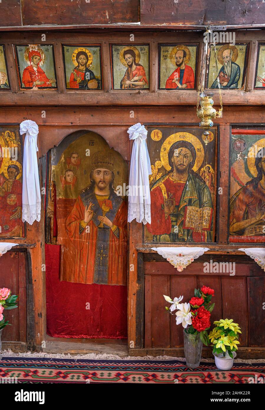 Icons of Saints on the templon in the little 18th cen, church of Agios ...