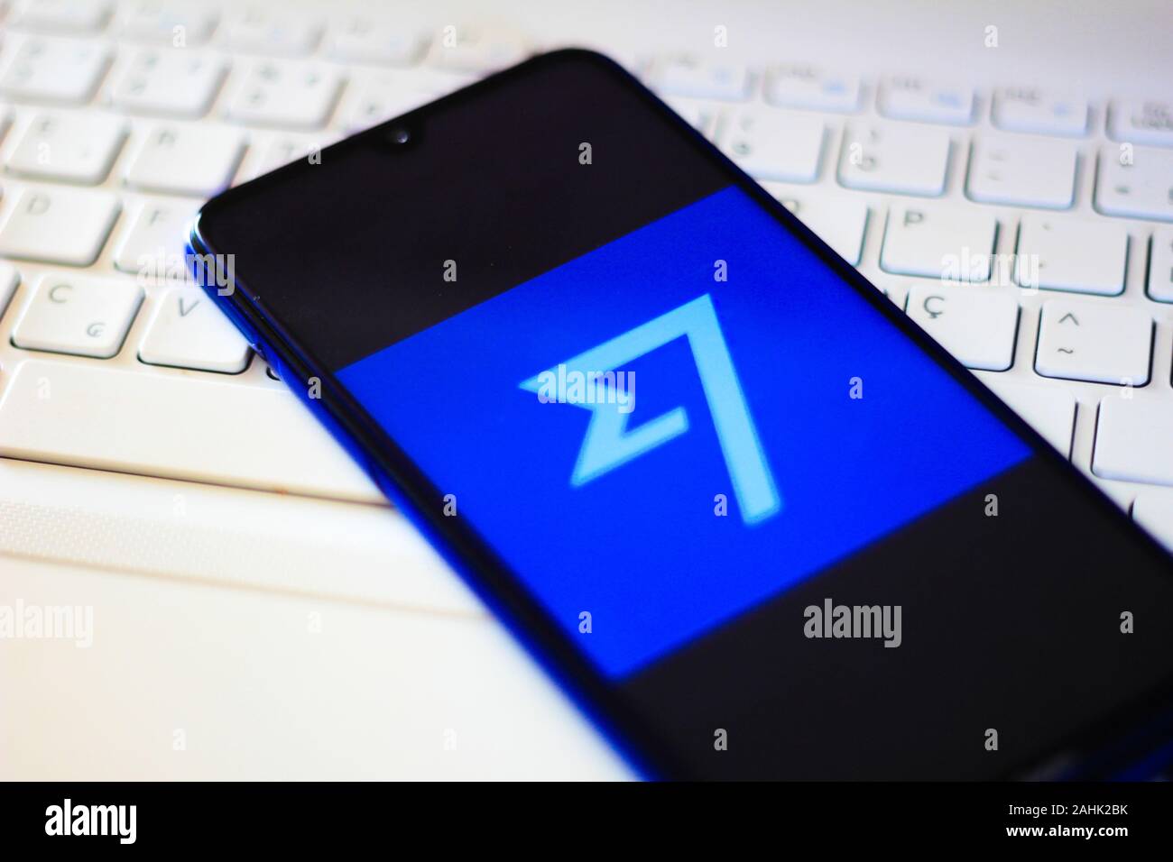 In this photo illustration the TransferWise logo is seen displayed on a ...
