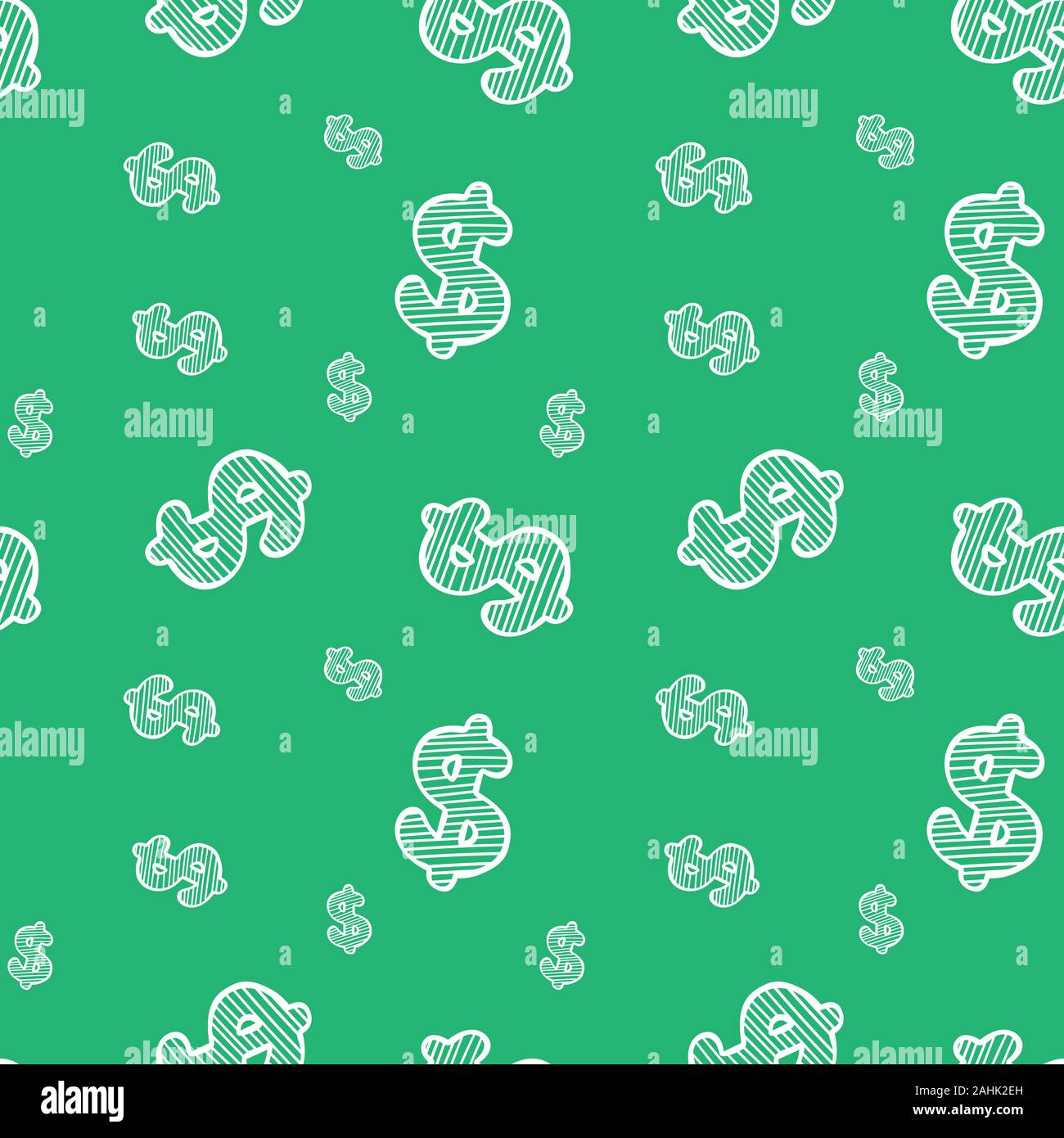 Seamless pattern with shaded white dollar sign on green background ...