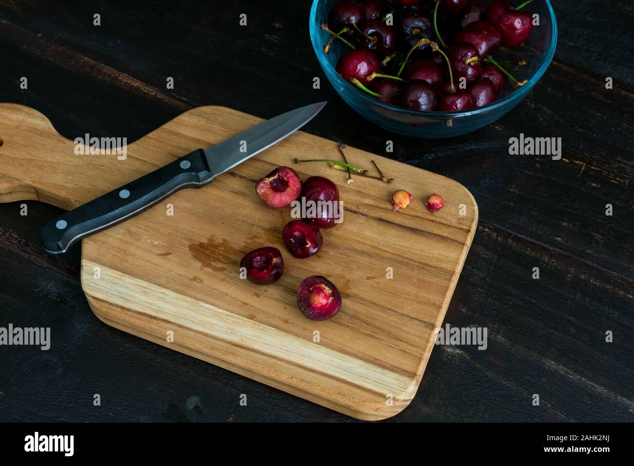 Pitting Fresh Cherries with a Paring Knife: Stemming and pitting fresh ...