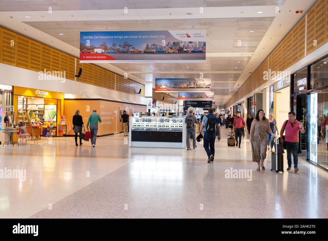 Sydney airport, passengers in the departures area of the terminal ...
