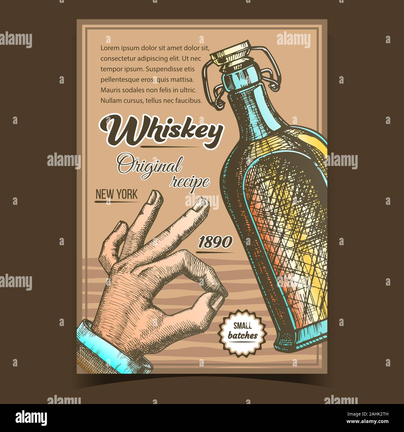 Whiskey Original Recipe Advertising Poster Vector Stock Vector Image ...