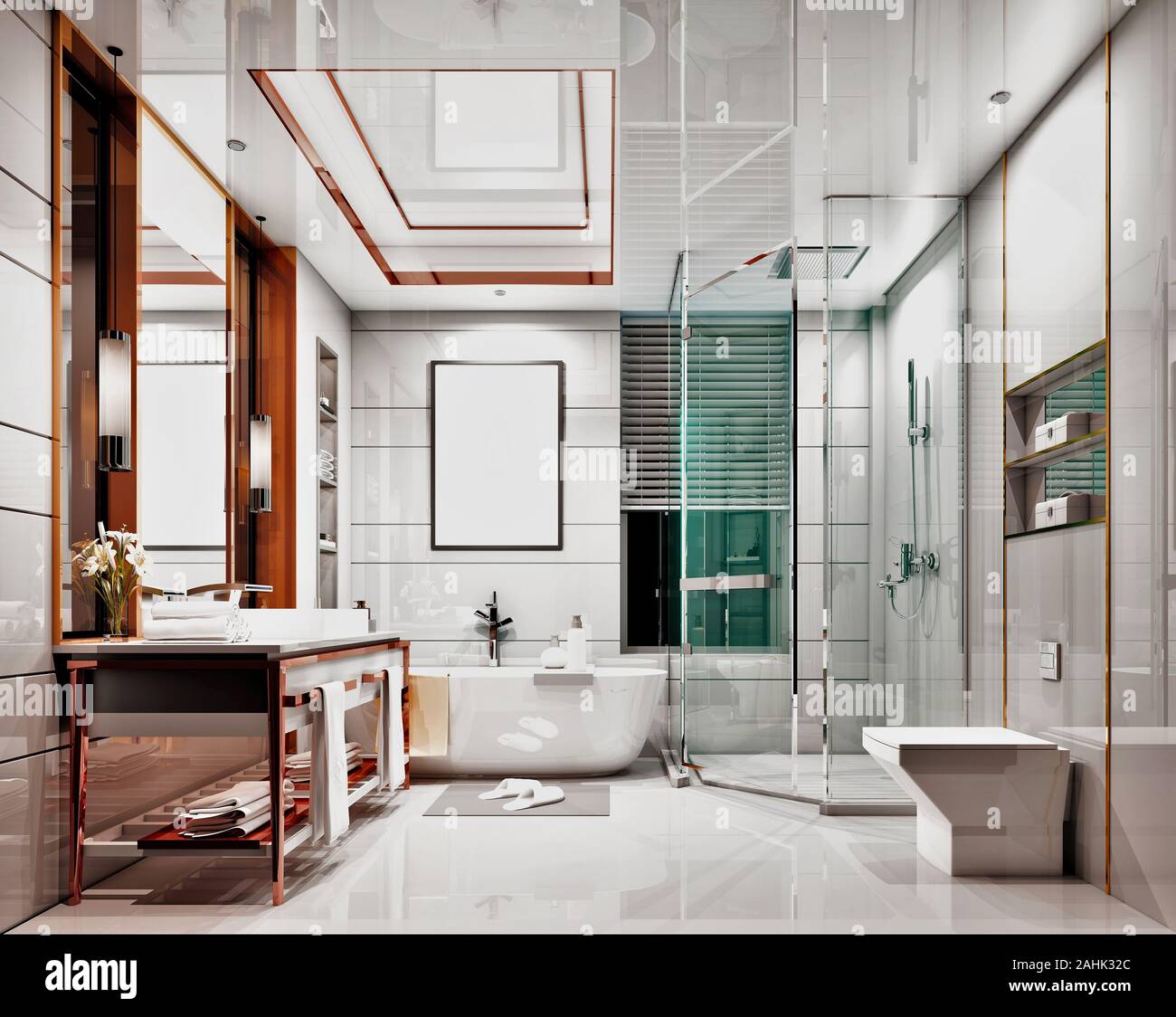3d render modern bathroom Stock Photo - Alamy