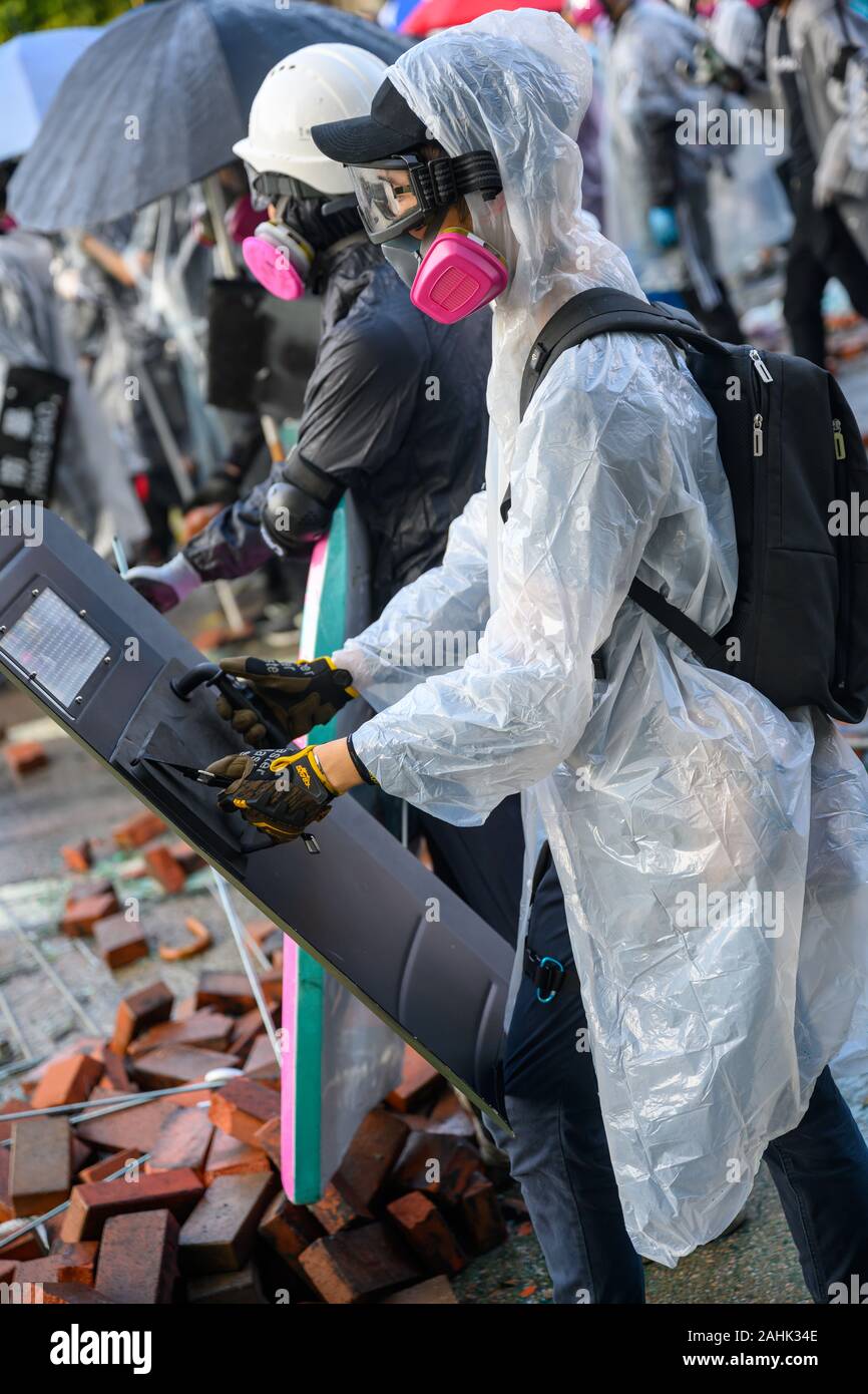 PolyU, Hong Kong - Nov 17, 2019: The first day of the Siege of PolyU ...
