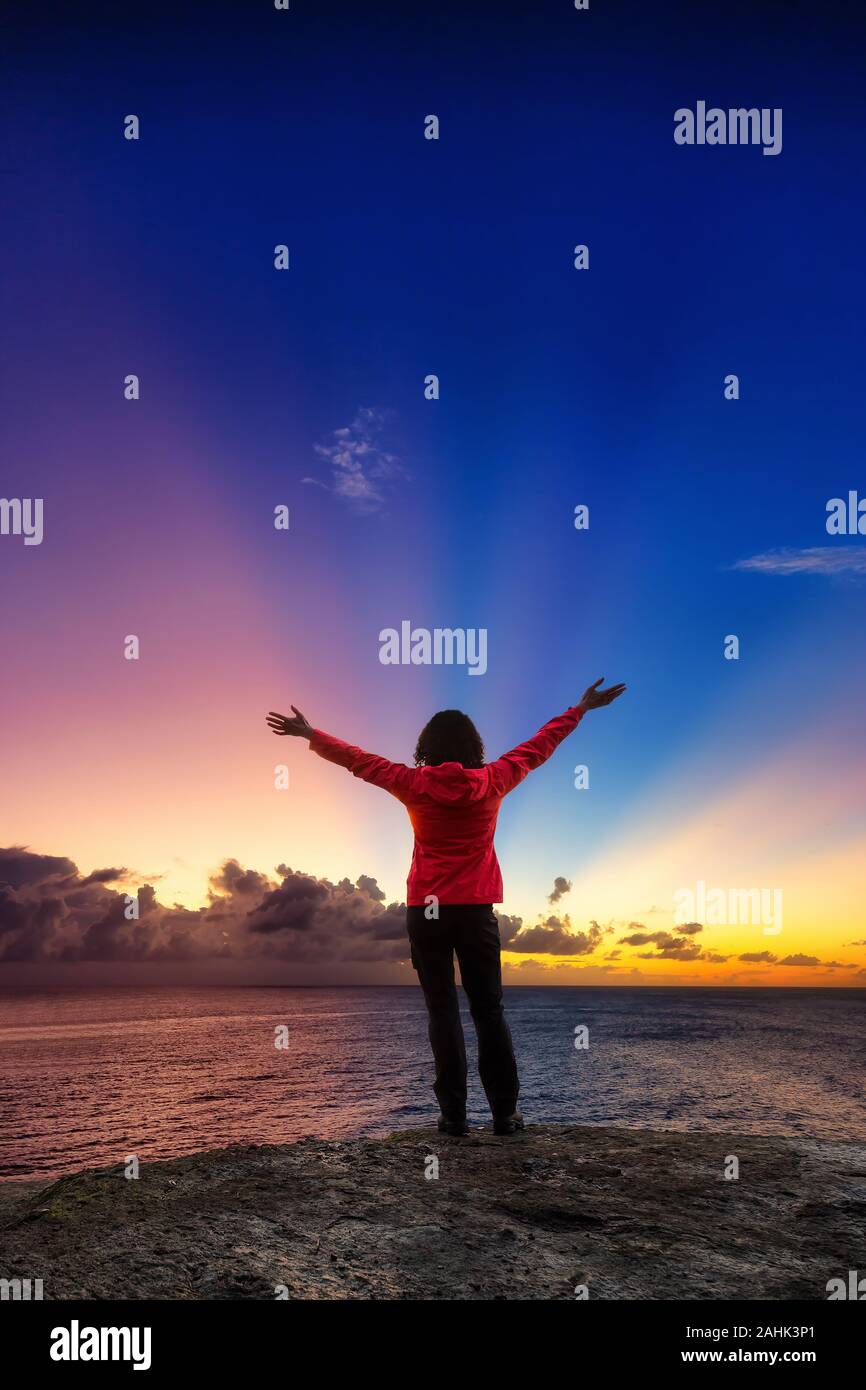 Adventurous Girl on a Rocky Ocean Coast Stock Photo - Alamy