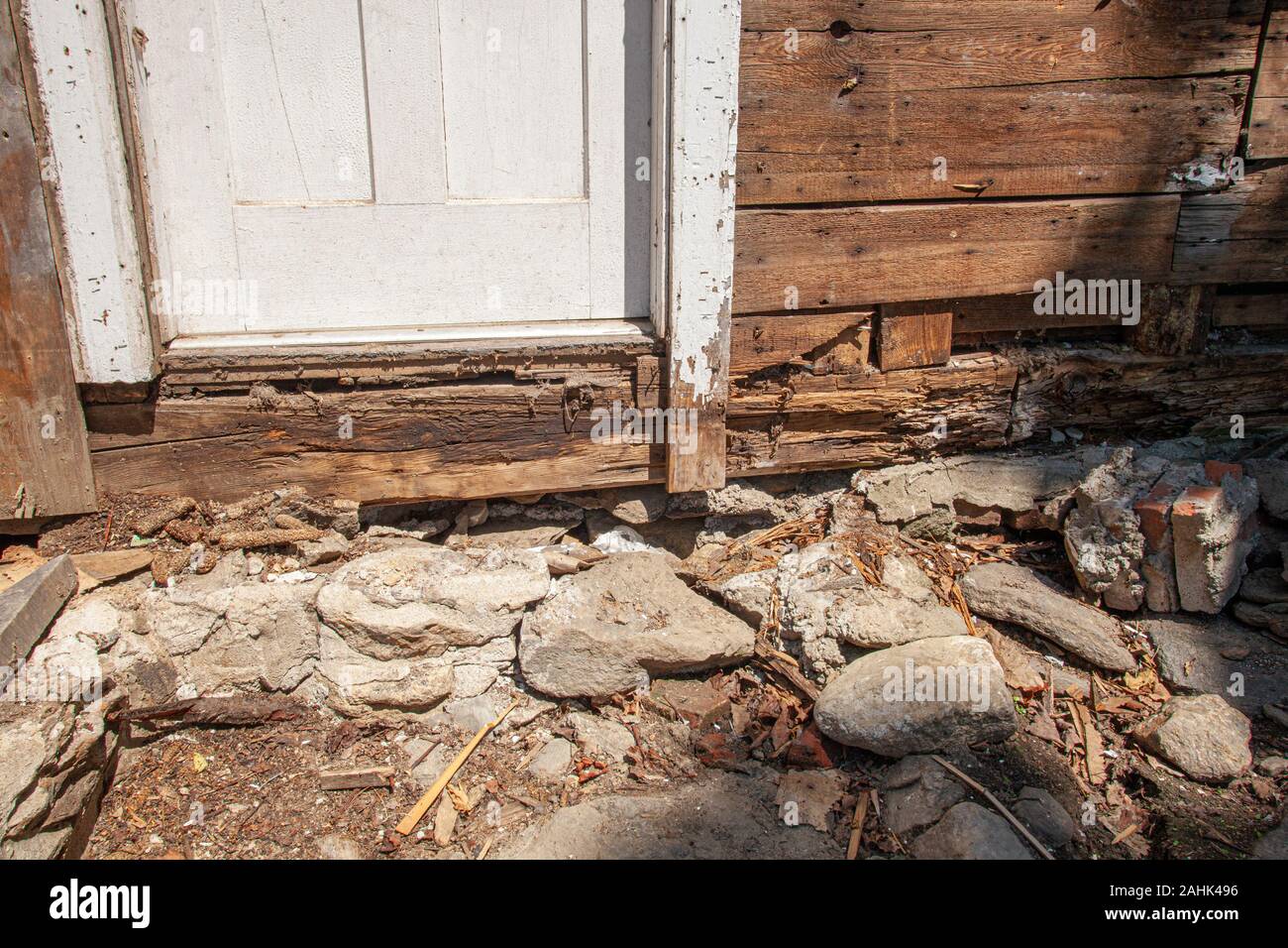 Rotten sill beams on an old New England cape house Stock Photo - Alamy