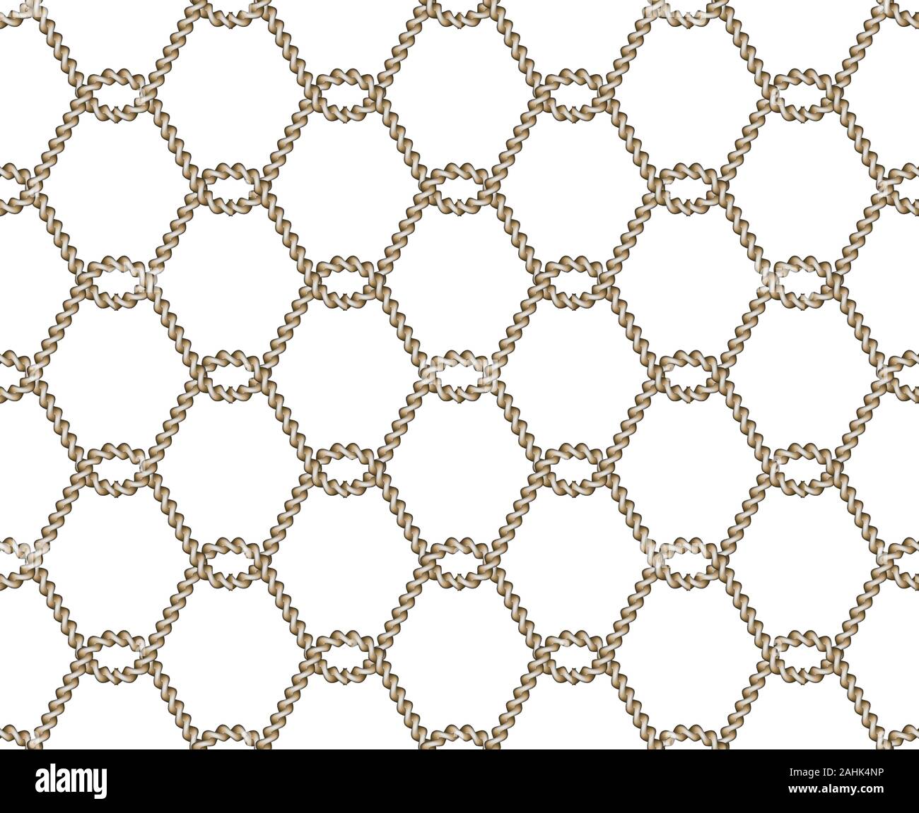 Vector realistic seamless pattern with brown twisted ropes and loops ...