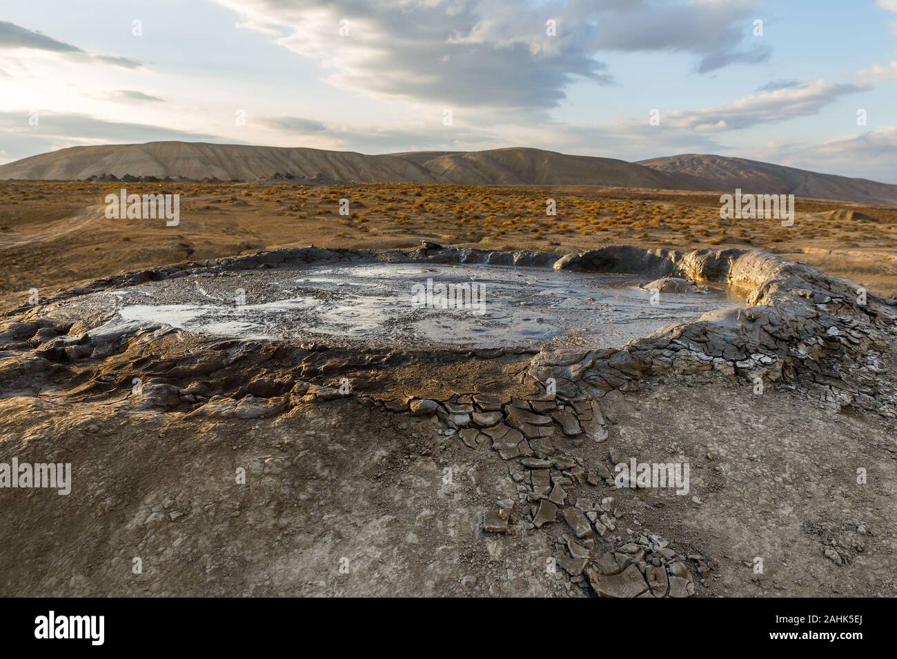 Mud volcanoes of Gobustan near Baku, Azerbaijan. mud lake Stock Photo ...