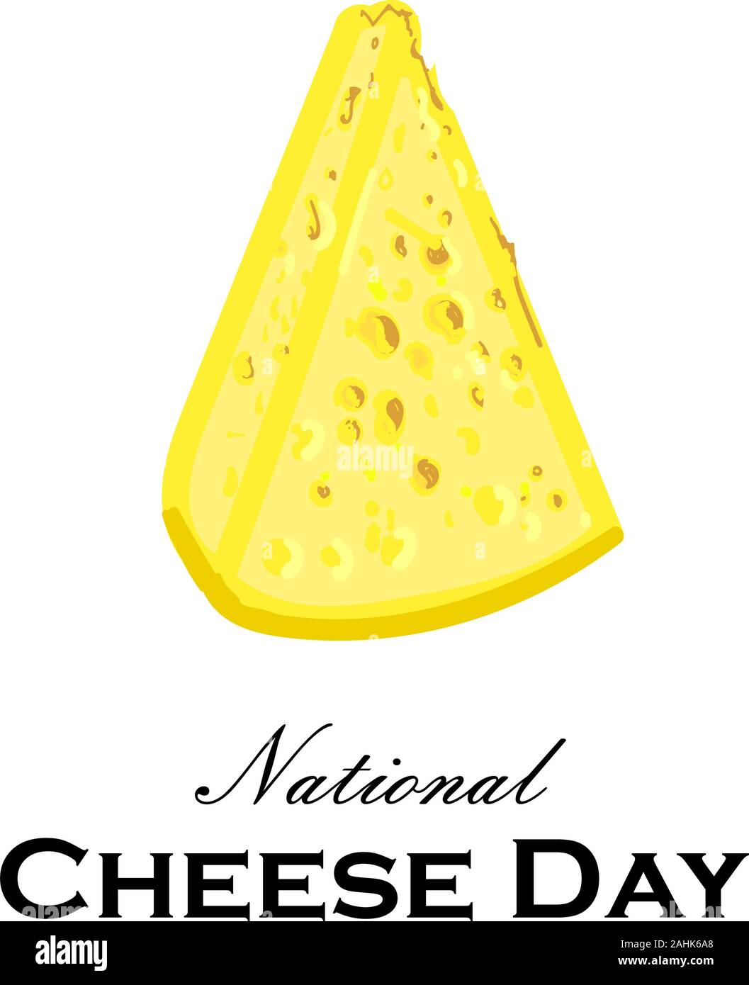 National Cheese Day. Piece of cheese on a white background. Greeting ...