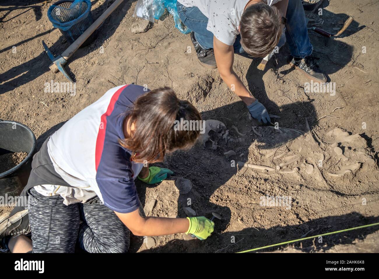 Vinča, Serbia, Sep 27, 2019: Archeologists working on archeological ...