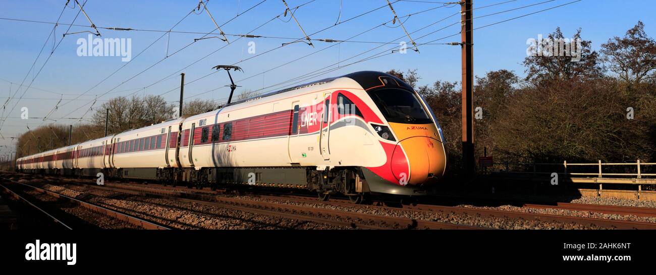 LNER Azuma train, Class 800, East Coast Main Line Railway, Huntingdon ...