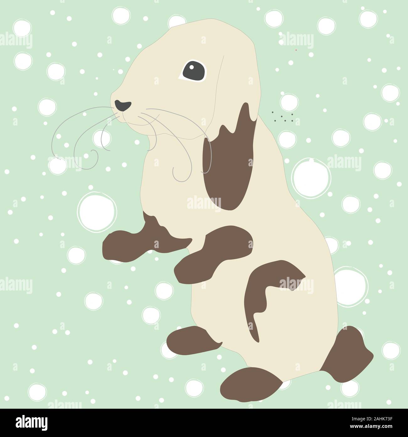 Cute hand drawn bunny standing on its back legs. Cartoon Style. Vector ...