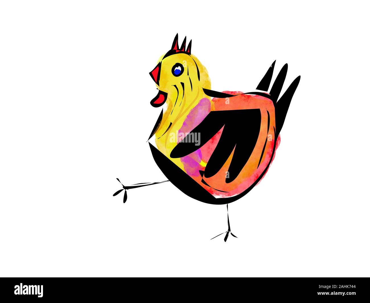 Colourful lively simple chicken cartoon Stock Photo - Alamy