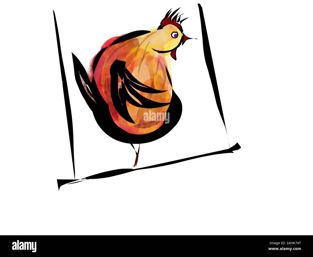 Colourful lively simple chicken cartoon Stock Photo - Alamy