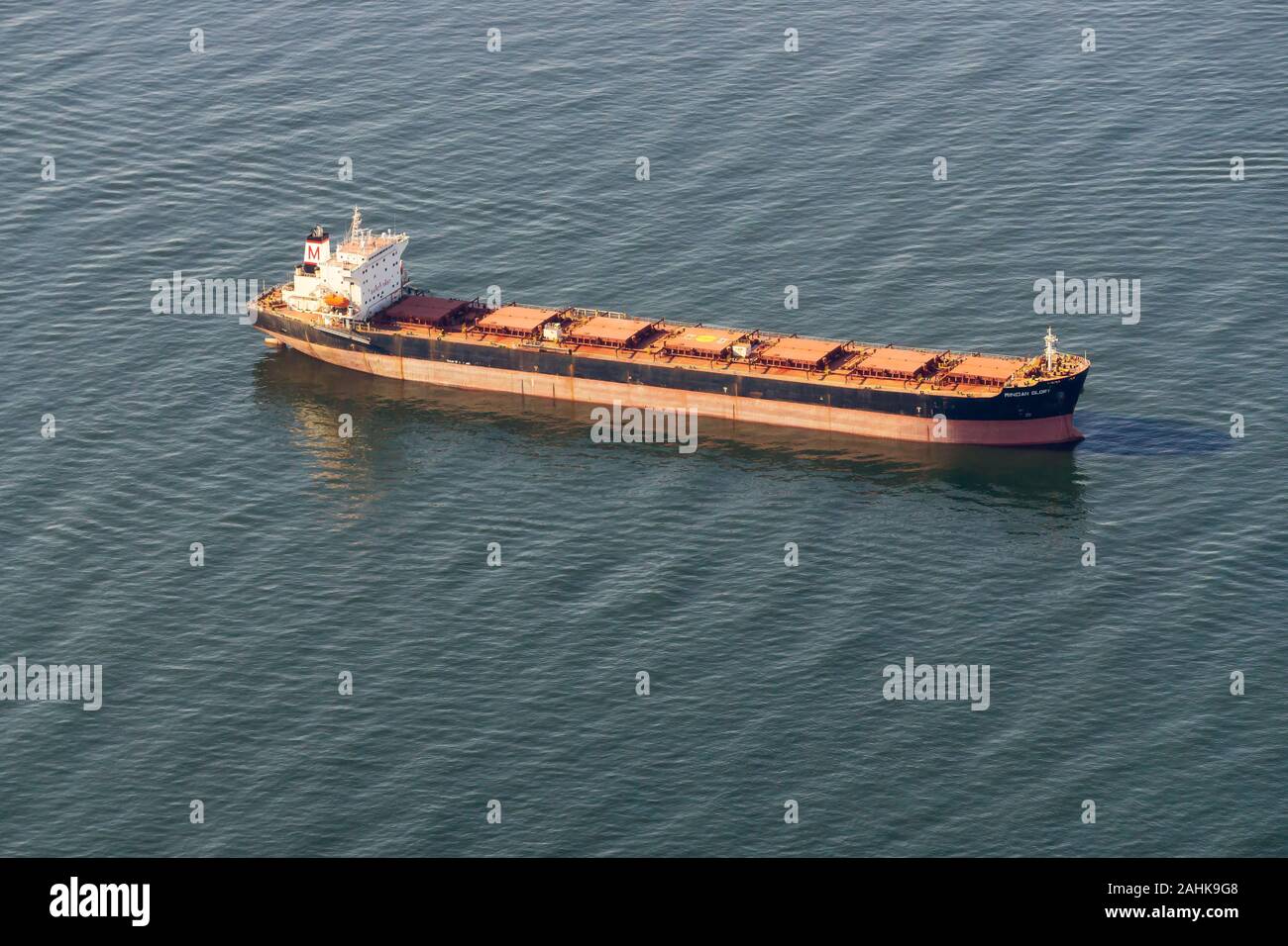Aerial View from an Airplane of Container Ships Stock Photo - Alamy