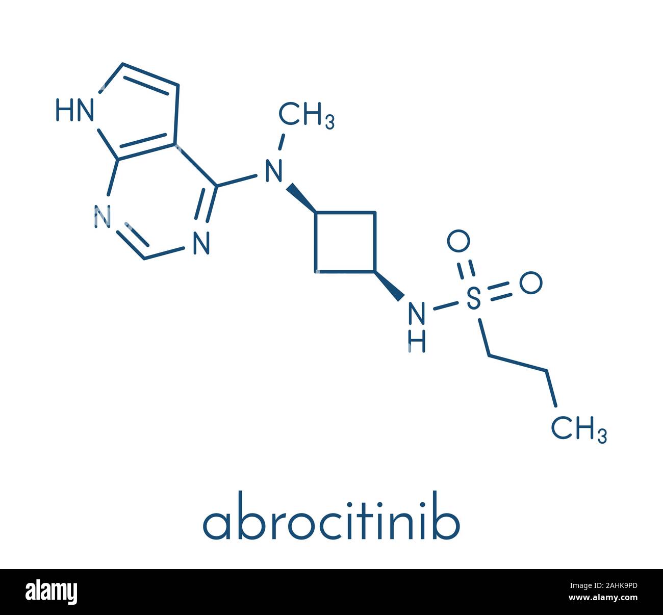Abrocitinib atopic dermatitis drug molecule (JAK1 inhibitor). Skeletal ...