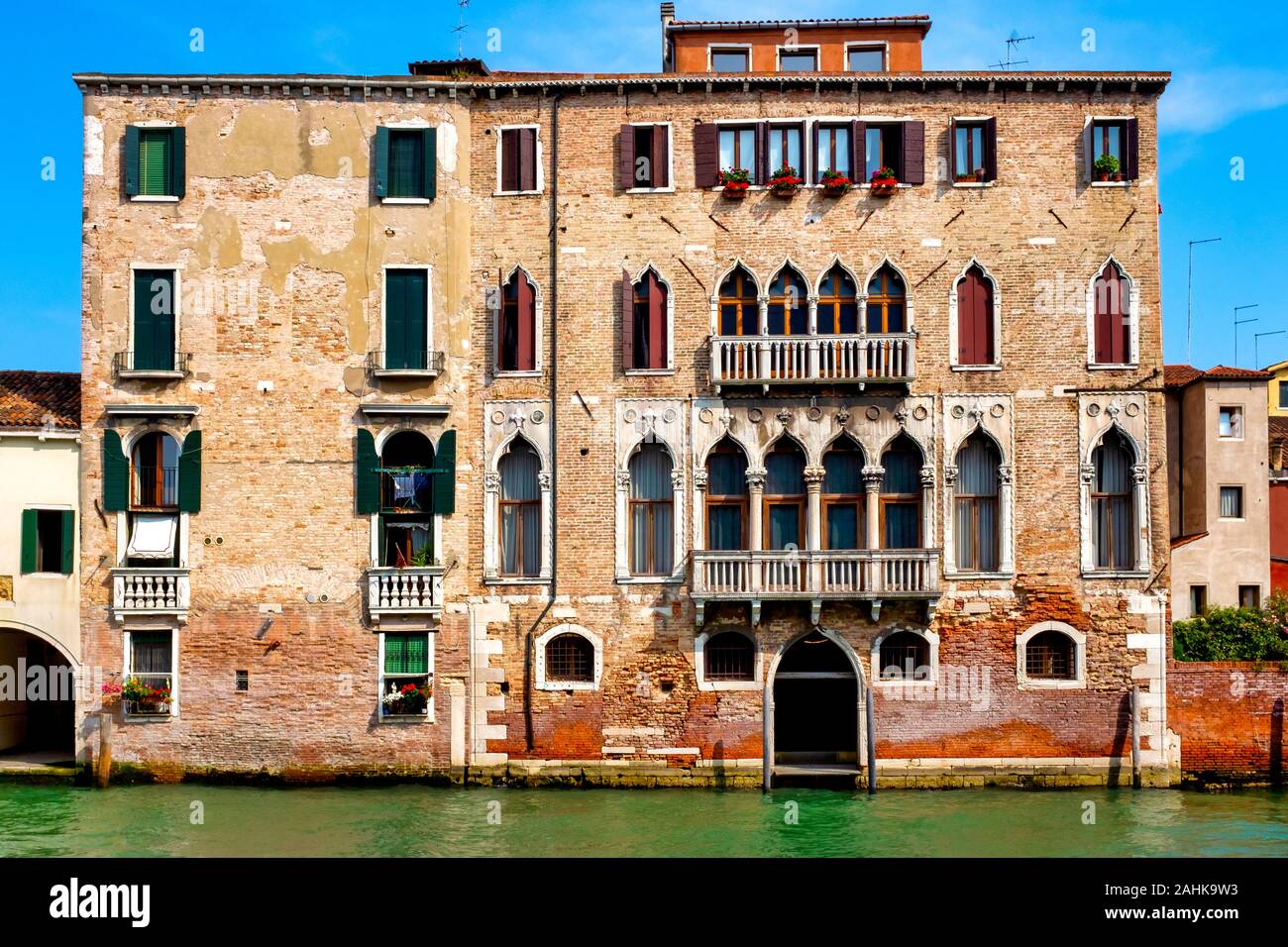 Medieval building on Canale della Misericordia, Venice, Italy Stock ...