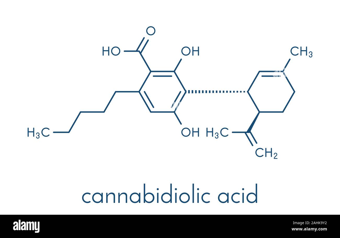 Cannabidiolic acid or CBDA cannabinoid molecule. Skeletal formula Stock ...