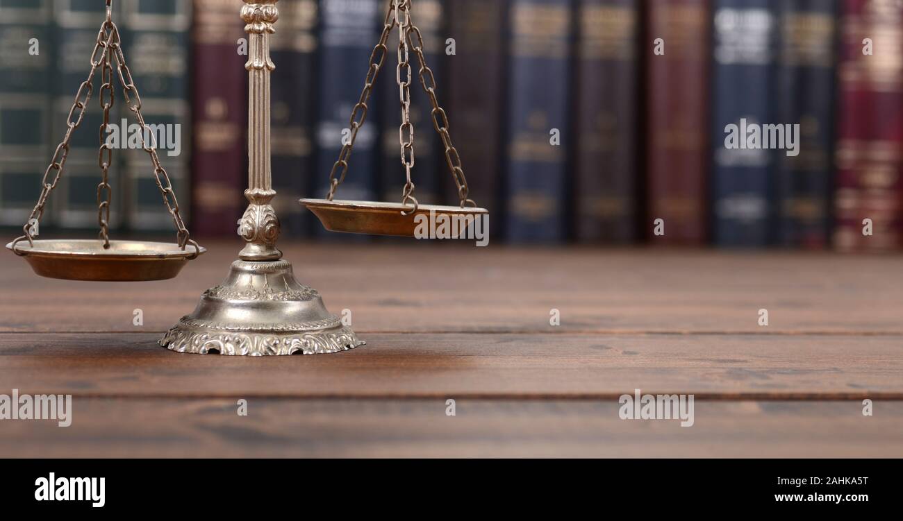 Law and Justice, Legality concept, Scales of Justice l on a wooden ...