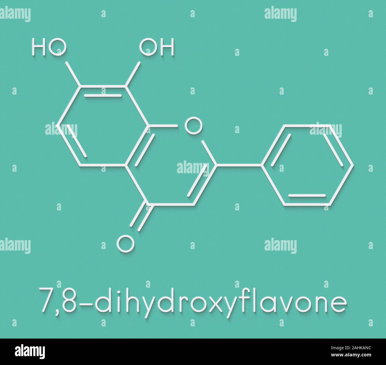 7,8-Dihydroxyflavone or 7,8-DHF molecule. Skeletal formula Stock Photo ...