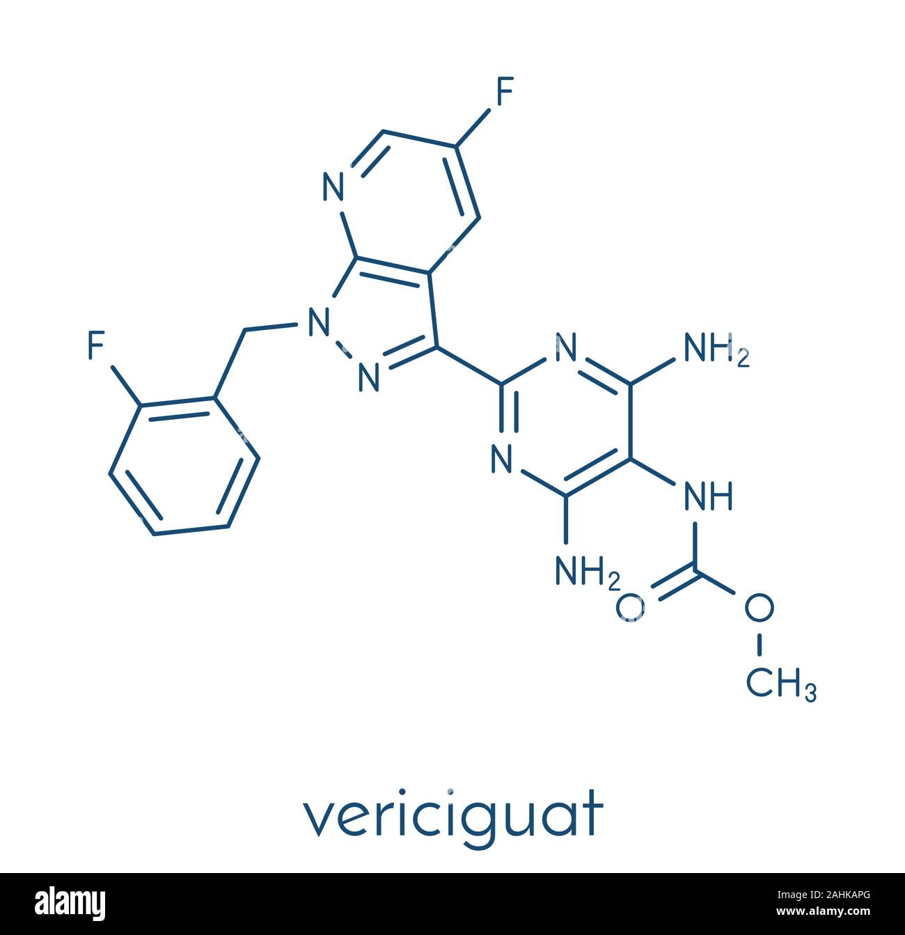 Vericiguat heart failure drug molecule. Skeletal formula Stock Vector ...