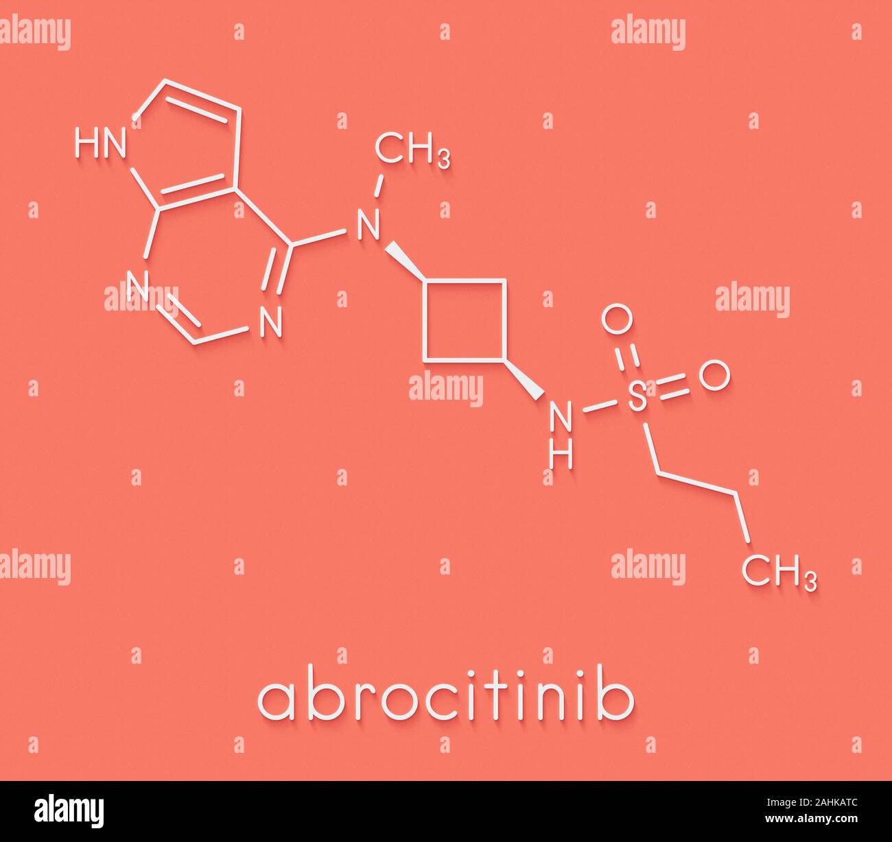 Abrocitinib atopic dermatitis drug molecule (JAK1 inhibitor). Skeletal ...