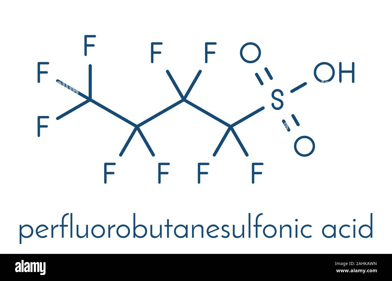 Perfluorobutanesulfonic acid fluorosurfactant molecule. Skeletal ...