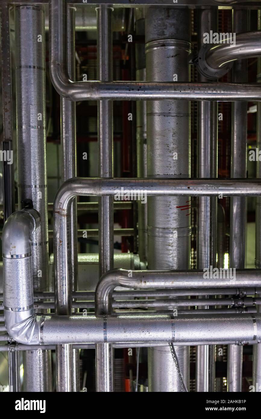 large modern brewhouse brewery beer factory, industrial tanks, vessels ...