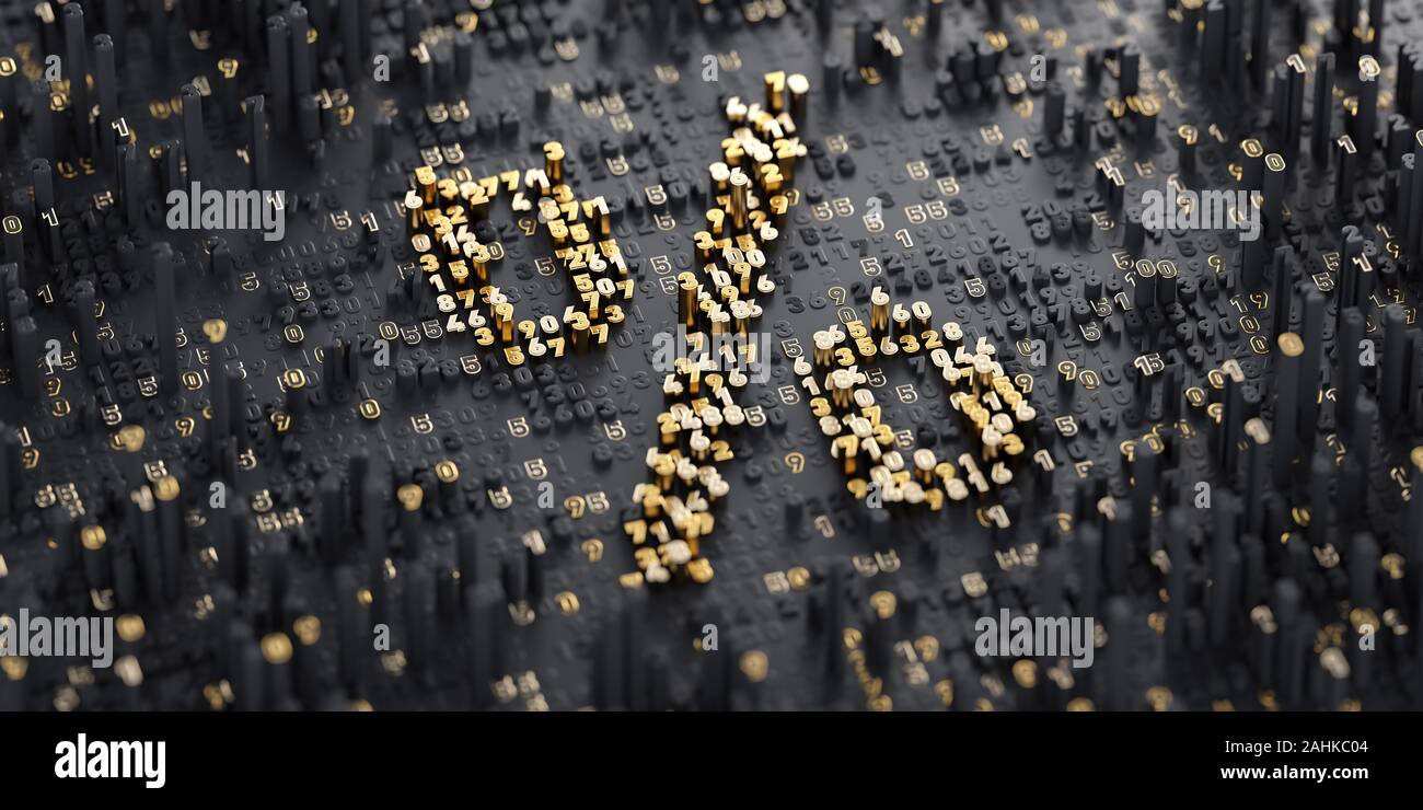 3D Illustration. Abstract digital percent sign Stock Photo - Alamy