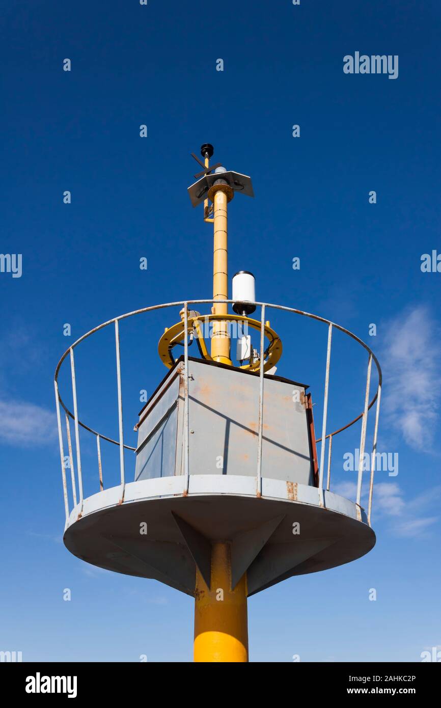 Weather station tower with equipment for measuring and forecasting ...