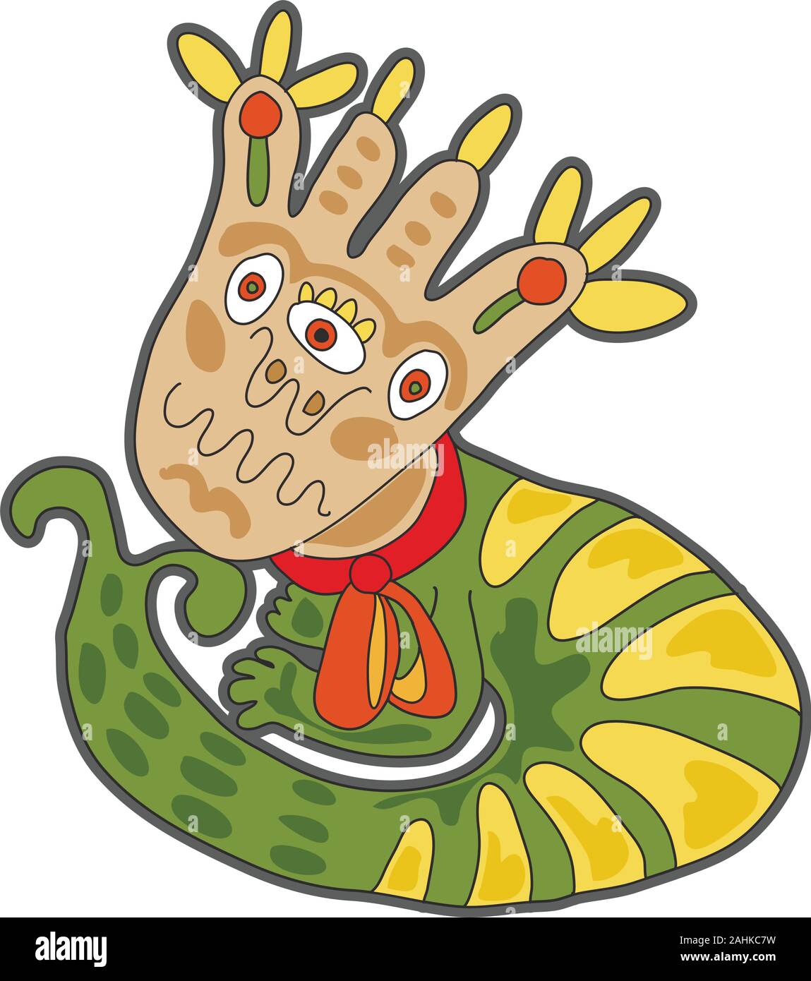 Cute cartoon striped monster. illustration for prints on baby clothes ...