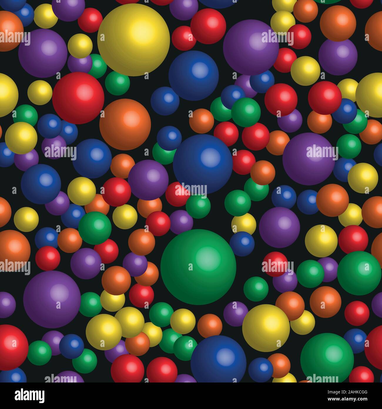 Rainbow Color Balls Seamless Pattern on Black Stock Vector Image & Art ...