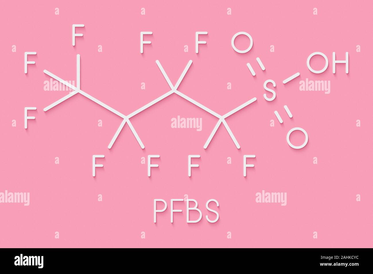 Perfluorobutanesulfonic acid fluorosurfactant molecule. Skeletal ...