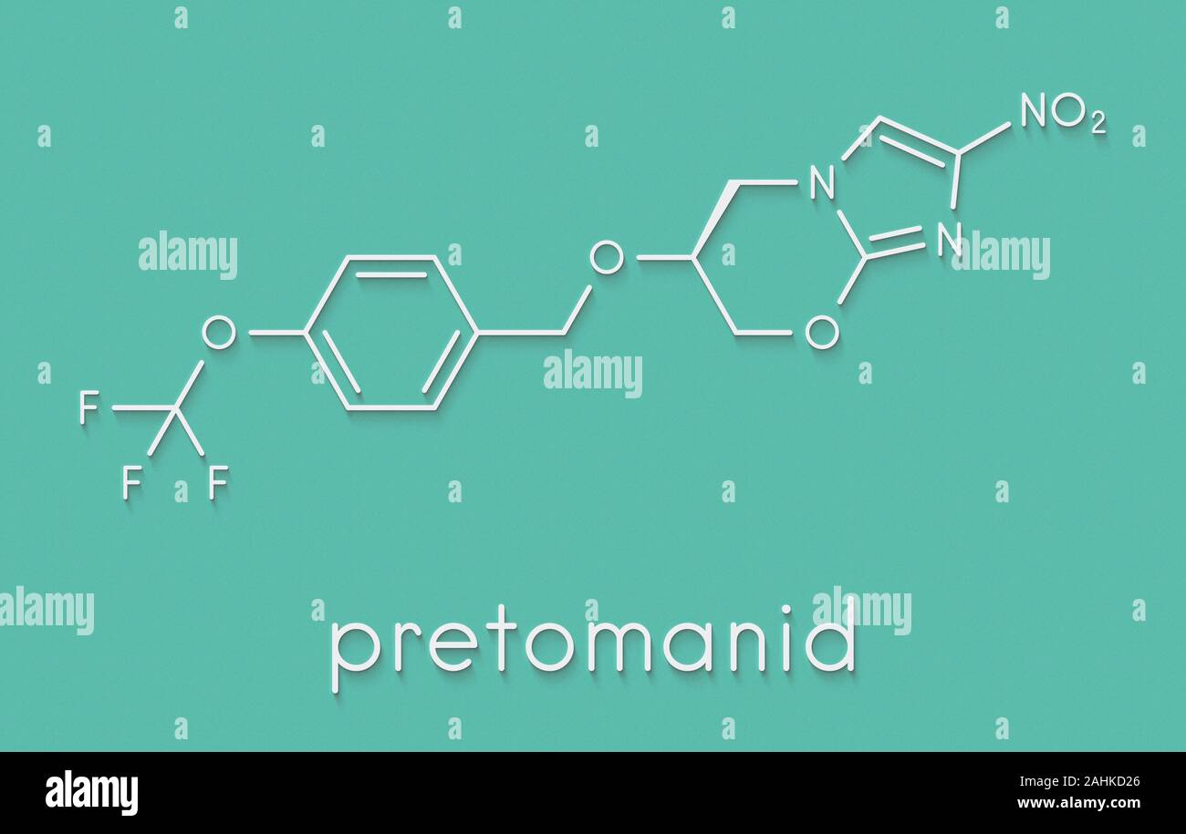 Pretomanid tuberculosis drug molecule. Skeletal formula Stock Photo - Alamy
