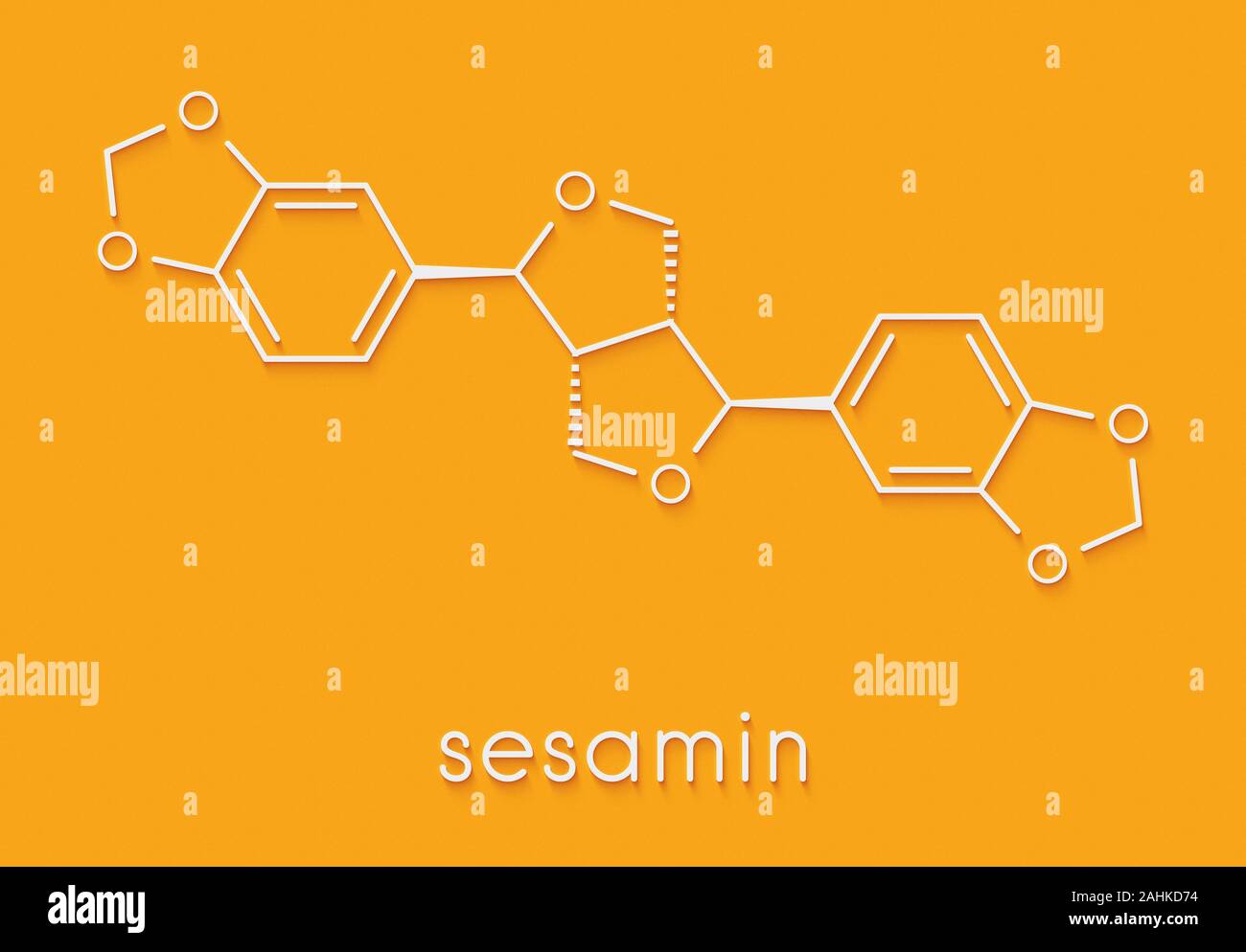 Sesamin molecule. Lignan present in sesame oil. Skeletal formula Stock ...