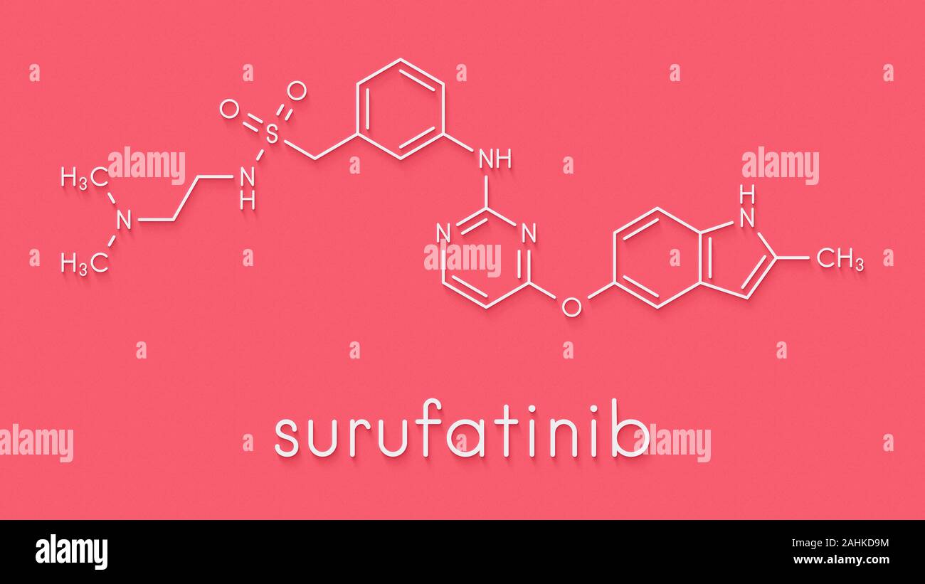 Surufatinib cancer drug molecule. Skeletal formula Stock Photo - Alamy