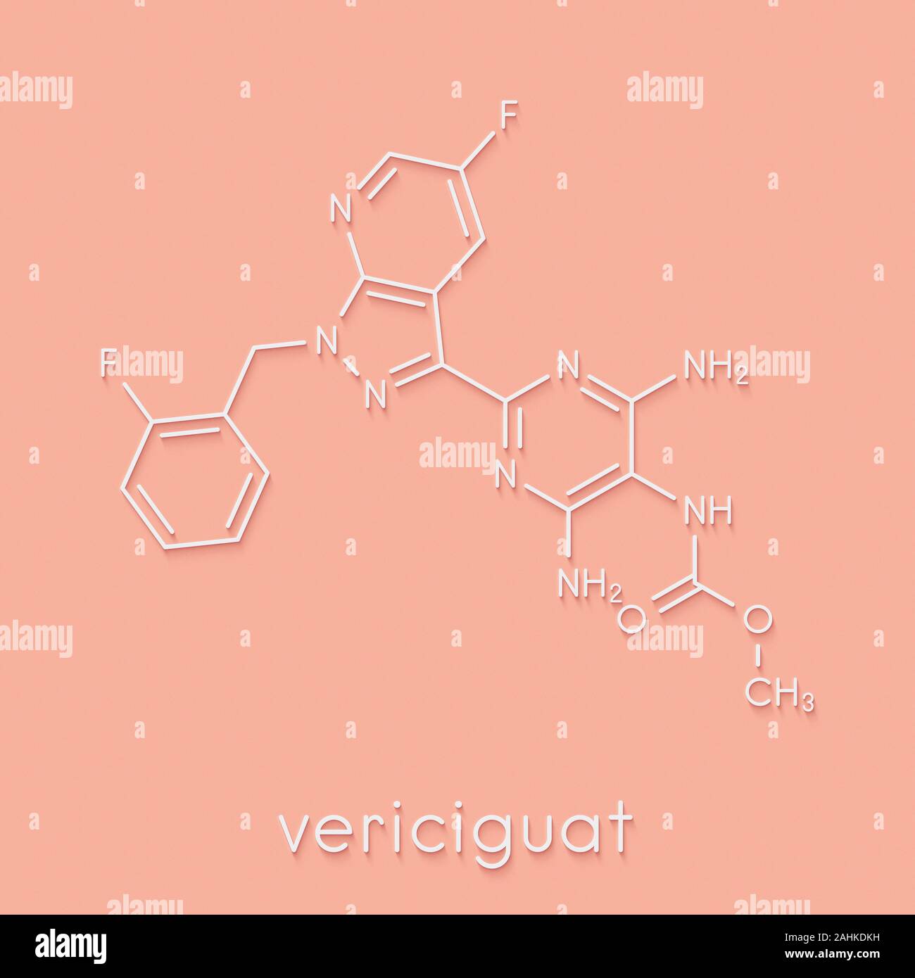 Vericiguat heart failure drug molecule. Skeletal formula Stock Photo ...