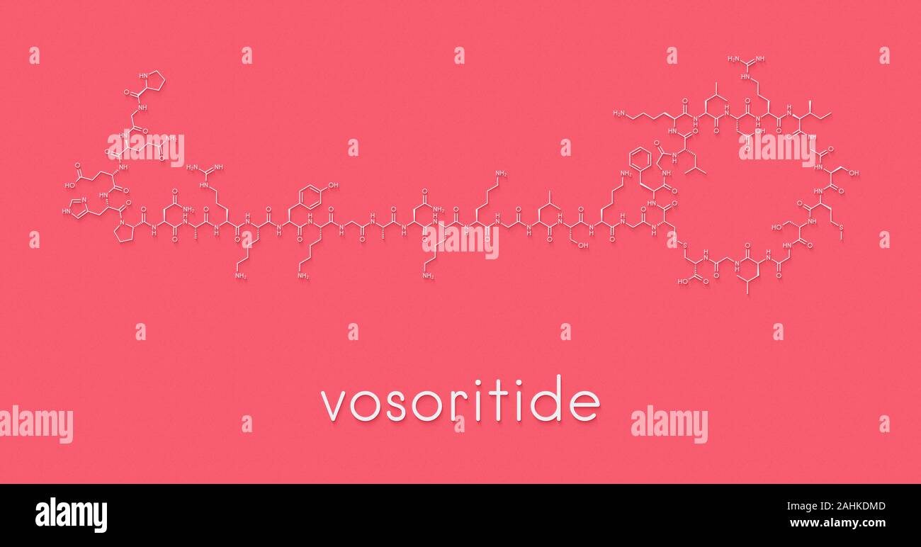Vosoritide achondroplasia drug molecule. Skeletal formula Stock Photo ...